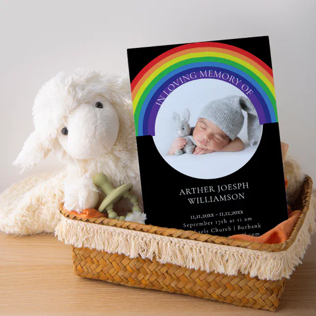in loving memory rainbow baby funeral modern invitation | Zazzle