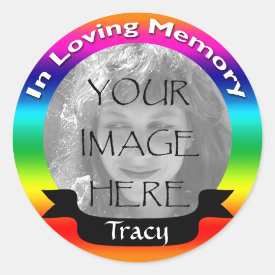 In Loving Memory Rainbow Photo Stickers | Zazzle.co.uk