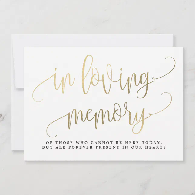 In Loving Memory Sign - Lovely Calligraphy Invitation | Zazzle
