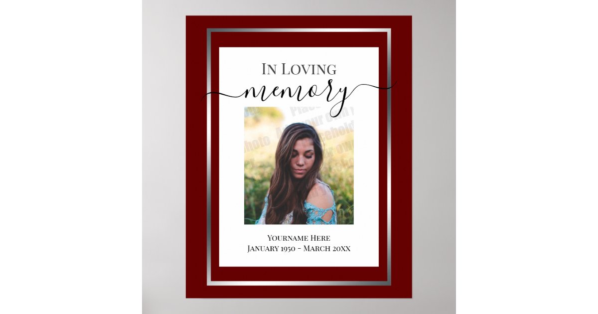 In Loving Memory Simple Photo Poster | Zazzle