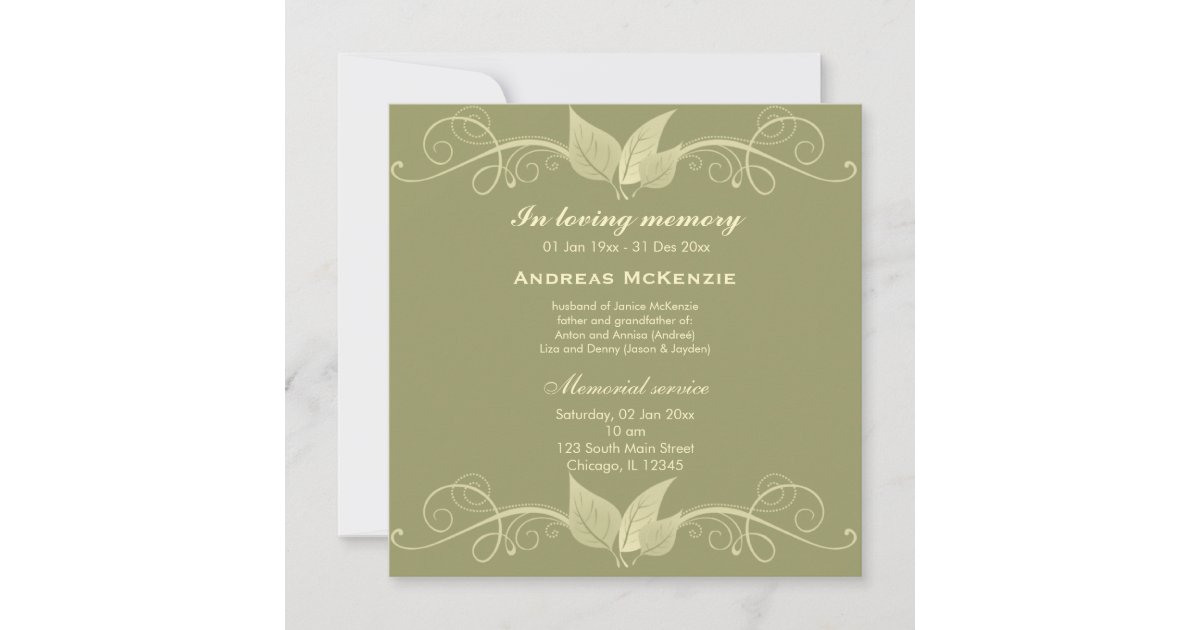 In Memoriam Announcement | Zazzle