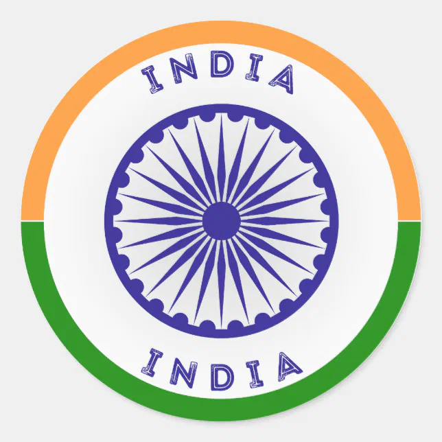 India Ashoka Chakra Circle Shape Classic Round Sticker | Zazzle