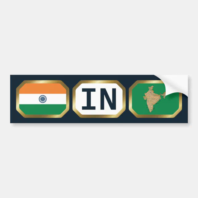 India Flag Map Code Bumper Sticker | Zazzle