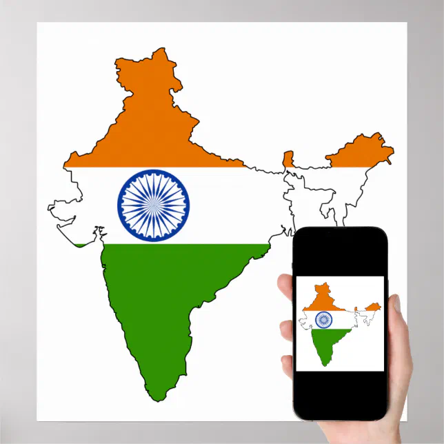 India Flag Map full size Poster | Zazzle