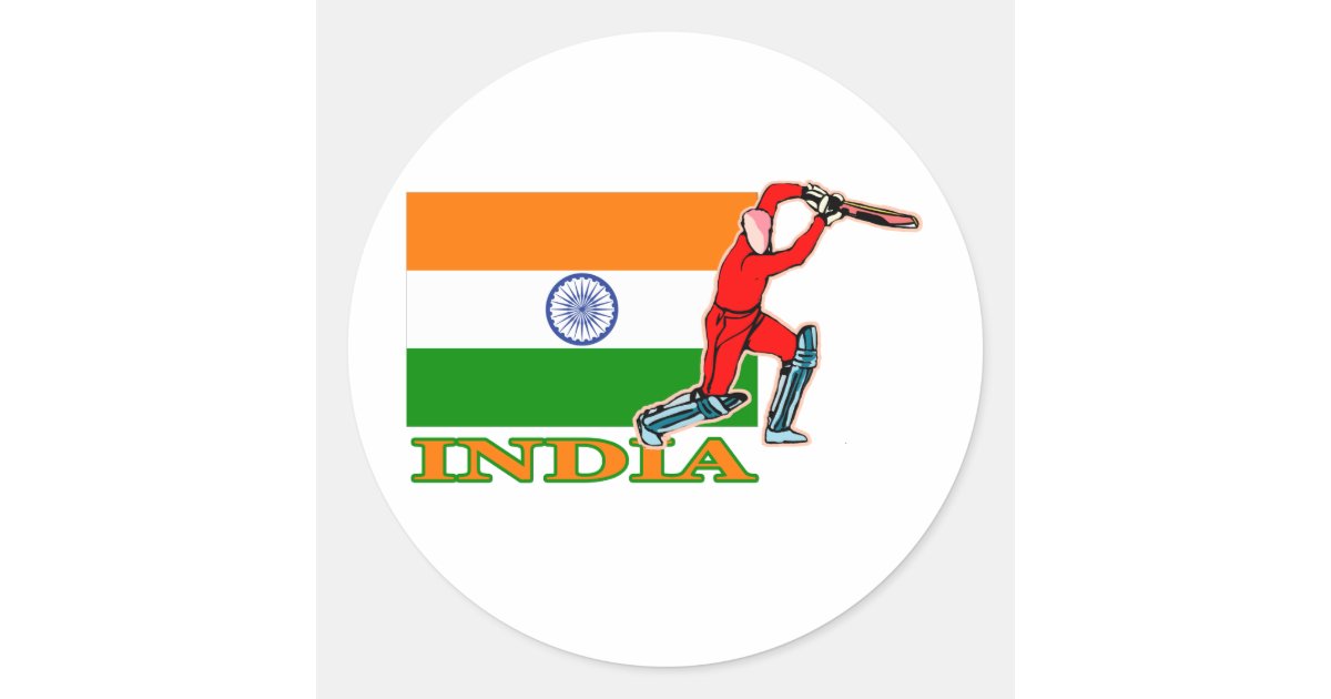 Indian Cricket Player Classic Round Sticker | Zazzle