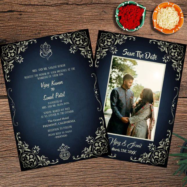Indian Hindu Wedding Invitation with Custom Image | Zazzle