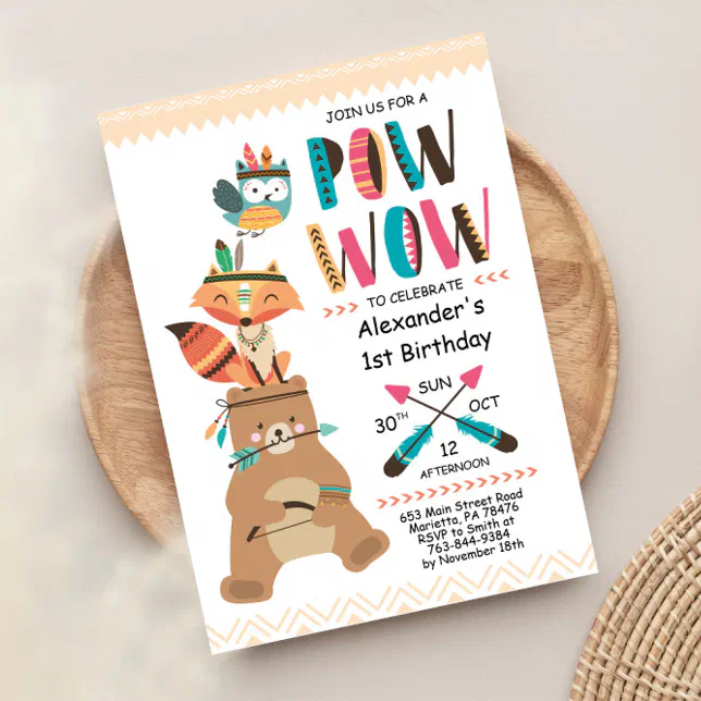 Indian Native American Pow Wow Birthday Invitation | Zazzle