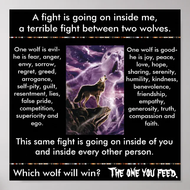 Indian Parable: Two Wolves Poster | Zazzle
