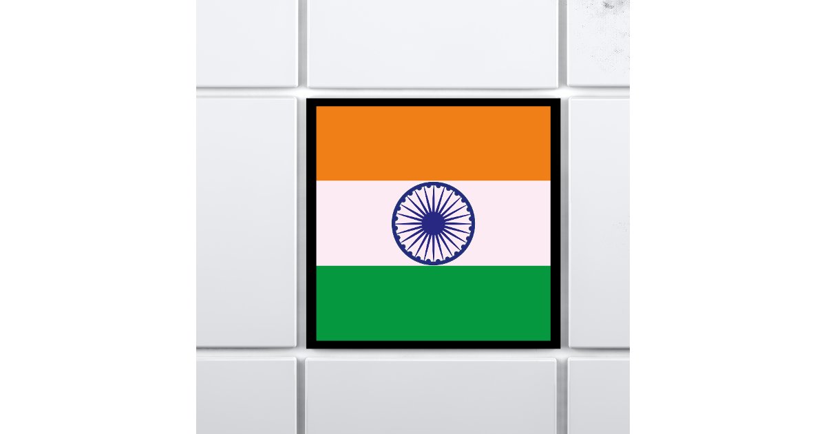Indian Tricolour Flag "Tiranga" with Border Tile | Zazzle