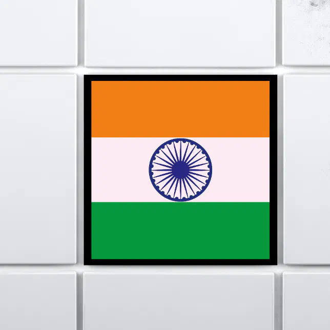 Indian Tricolour Flag "Tiranga" with Border Tile | Zazzle