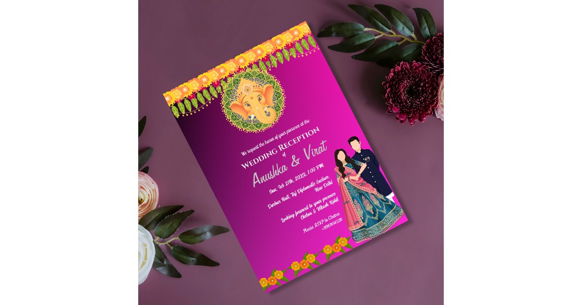 Indian Wedding Reception Invitation | Zazzle