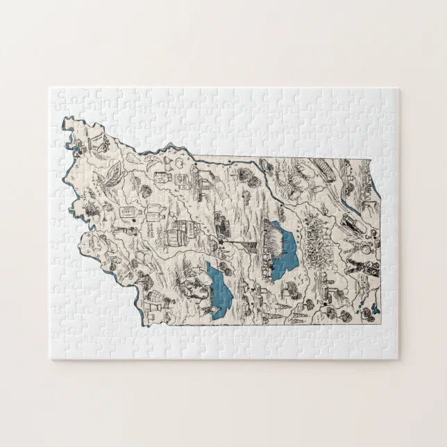 Indiana Shaped Hoosier Vintage Picture Map Jigsaw Puzzle | Zazzle