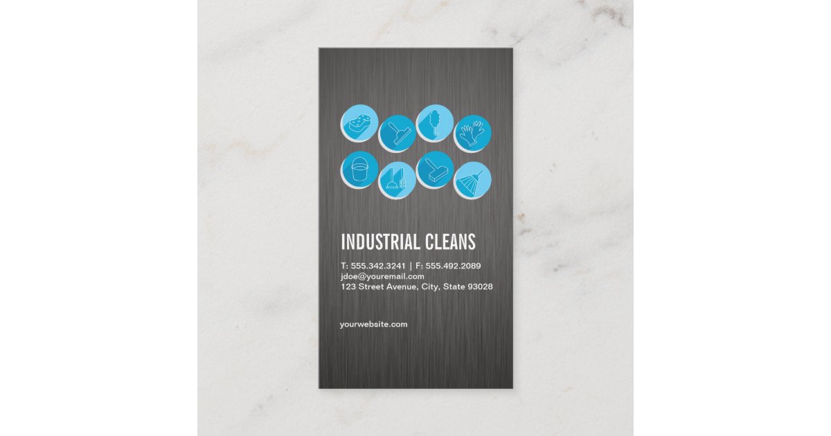 Industrial Cleaning Icons | Commercial Business Card | Zazzle