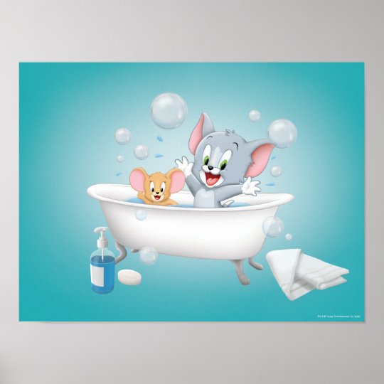 Infant Tom and Jerry Taking a Bath Poster | Zazzle.co.uk