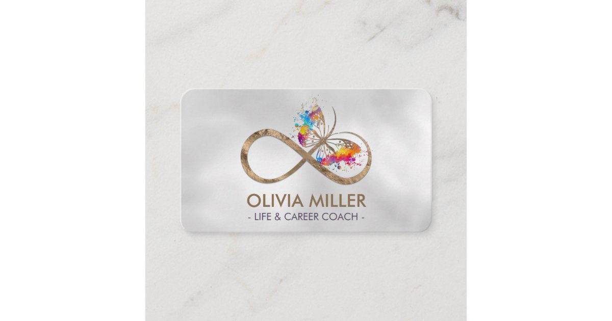 Infinity Symbol Butterfly Colour Splatter Business Card | Zazzle