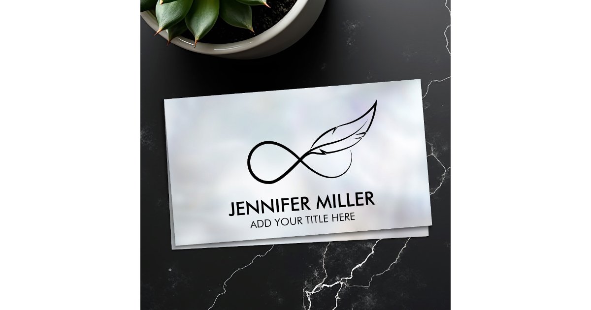 Infinity Symbol Feather - Line Art Business Card | Zazzle