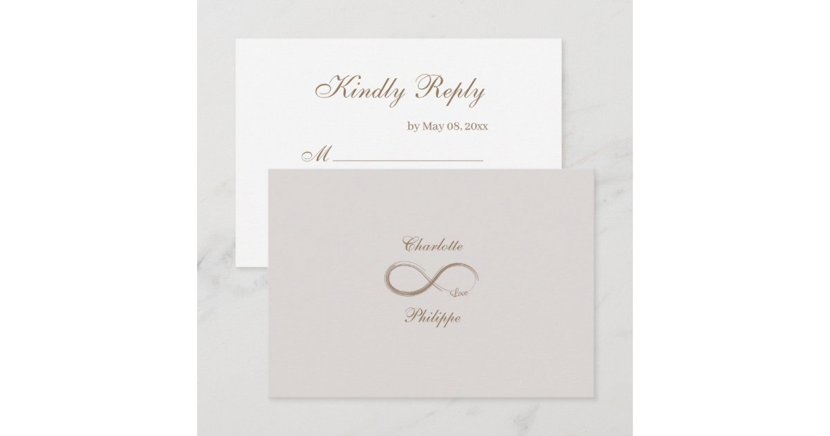 Infinity symbol Gold White Grey wedding RSVP Invitation | Zazzle