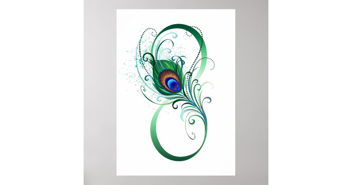 Infinity Symbol with Peacock Feather Poster | Zazzle