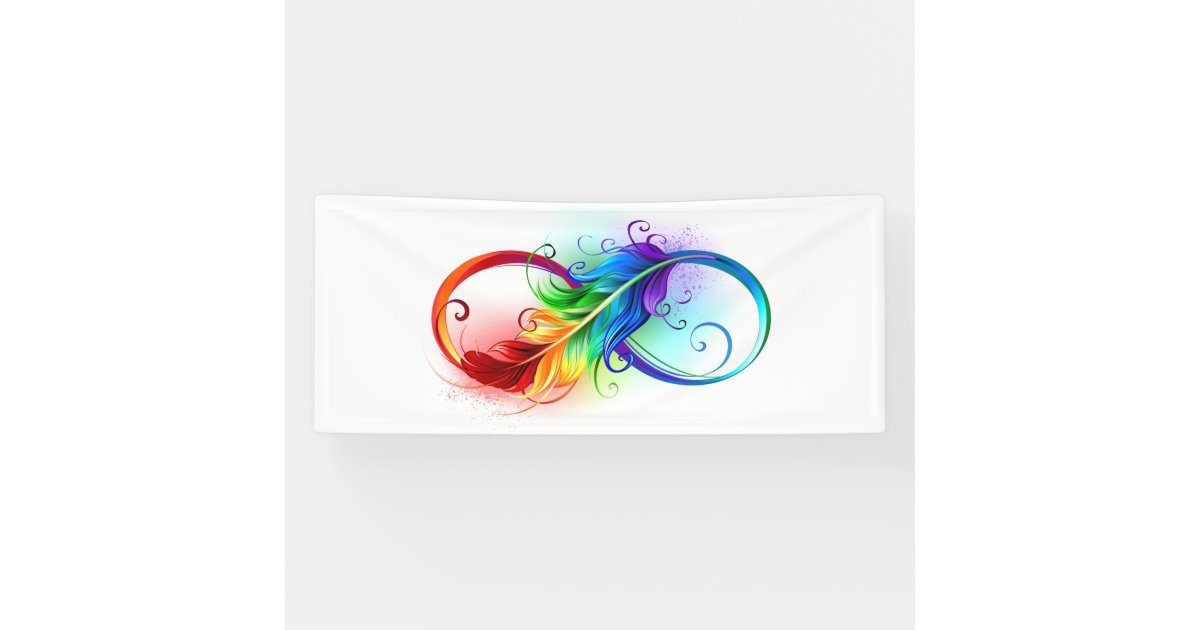 Infinity Symbol with Rainbow Feather Banner | Zazzle