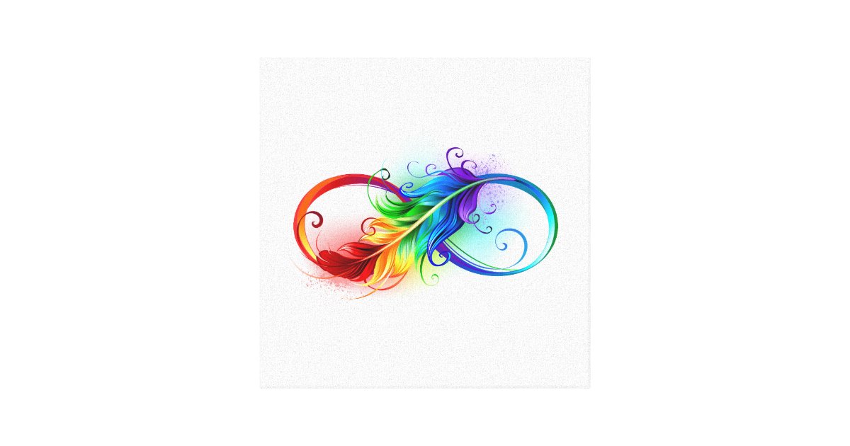 Infinity Symbol with Rainbow Feather Canvas Print | Zazzle