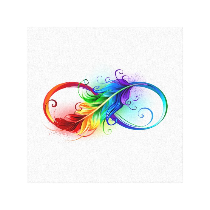 Infinity Symbol with Rainbow Feather Canvas Print | Zazzle.co.uk
