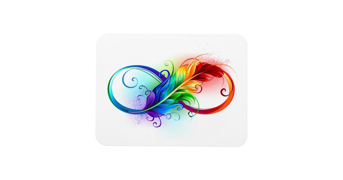 Infinity Symbol with Rainbow Feather Magnet | Zazzle