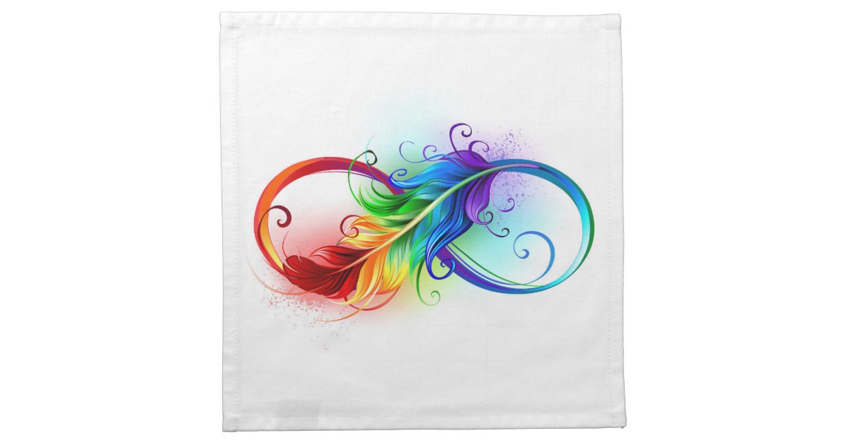 Infinity Symbol with Rainbow Feather Napkin | Zazzle