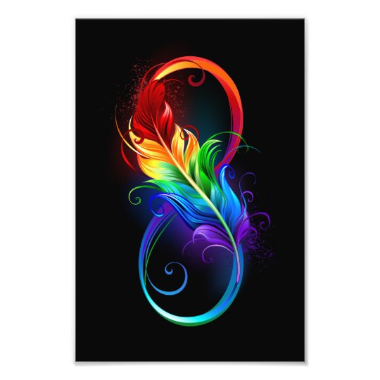 Infinity Symbol with Rainbow Feather Photo Print | Zazzle.co.uk