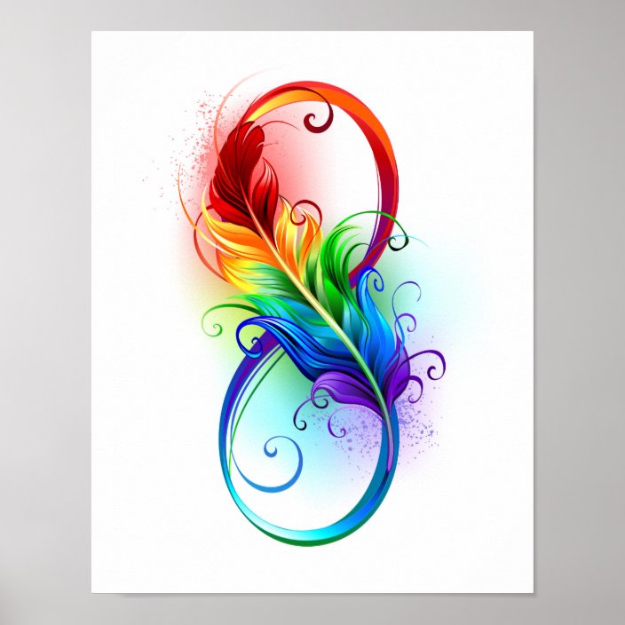 Infinity Symbol with Rainbow Feather Poster | Zazzle.co.uk