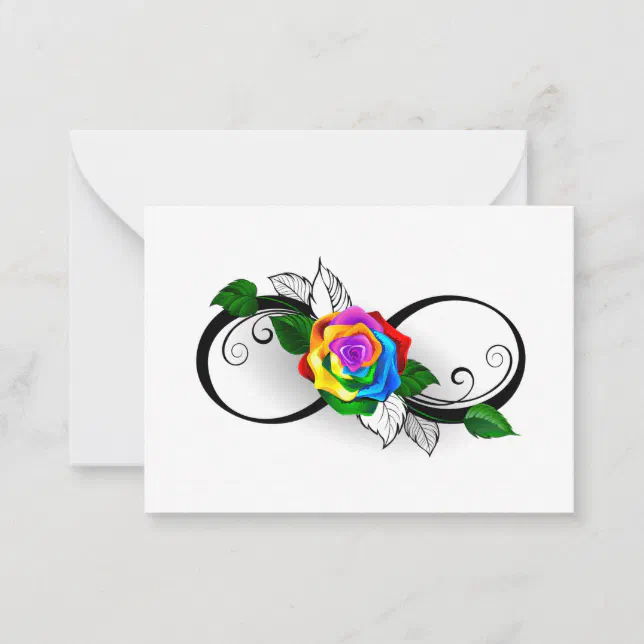 Infinity Symbol with Rainbow Rose Card | Zazzle