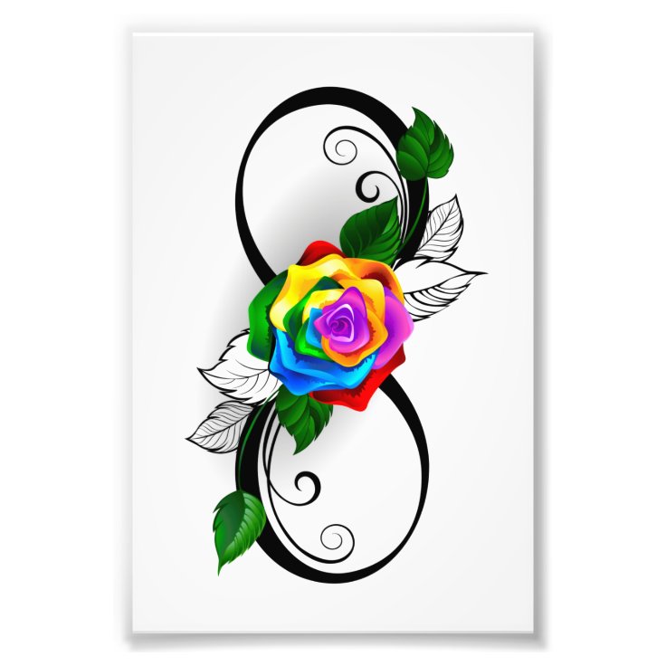Infinity Symbol with Rainbow Rose Photo Print | Zazzle