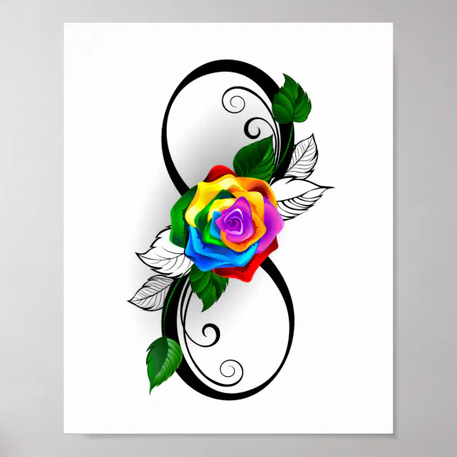 Infinity Symbol with Rainbow Rose Poster | Zazzle