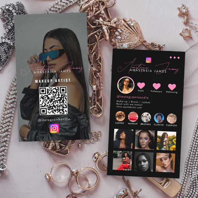 Influencer Photo Feed Grid Social Media QR Code Business Card | Zazzle
