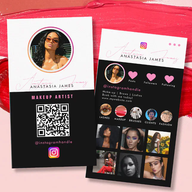 Influencer Photo Feed Grid Social Media QR Code Business Card | Zazzle