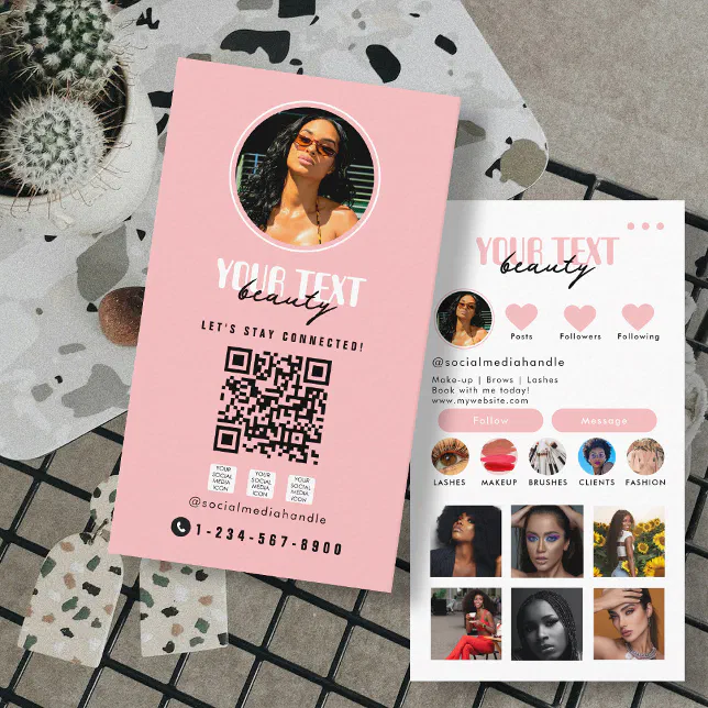 Influencer Photo Social Media QR Code Template Business Card | Zazzle