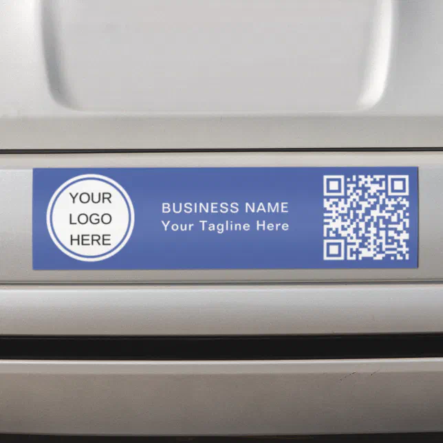 Information Business Logo & QR Code Branding Blue Bumper Sticker | Zazzle