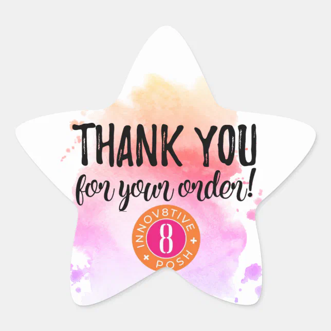 Innovative Posh Thank you for your order Star Sticker | Zazzle