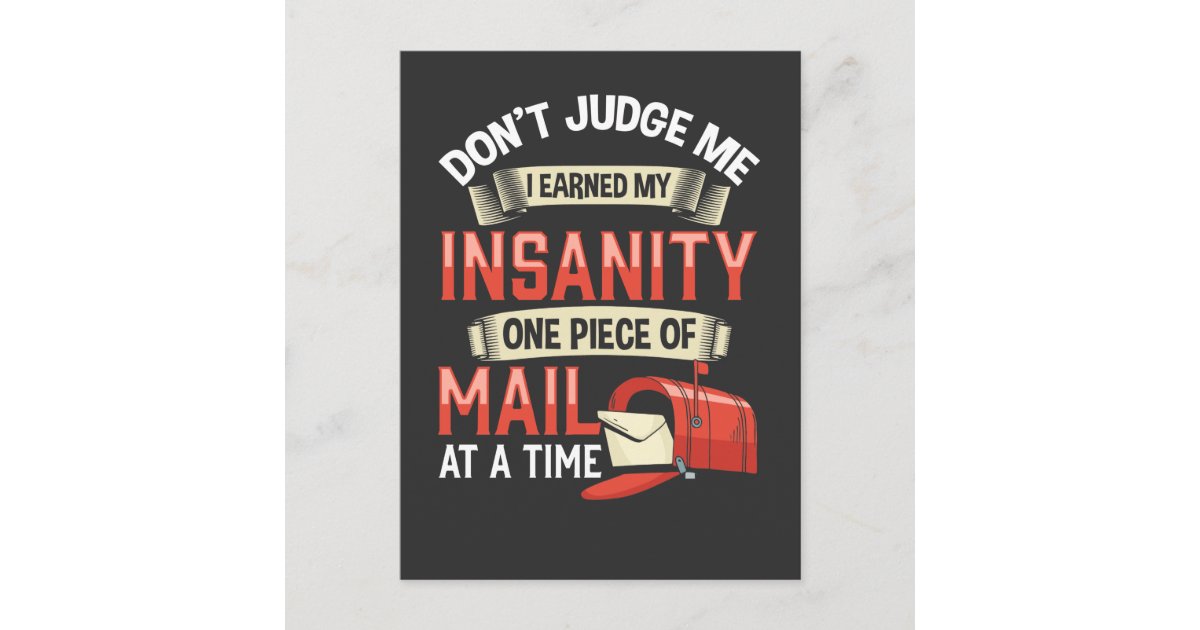 Insane Mailman Quote for Crazy Mail Carrier Postcard | Zazzle
