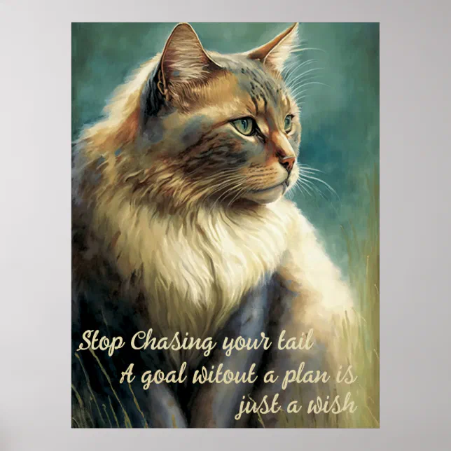 Inspirational Cat Poster With Productivity Quote | Zazzle