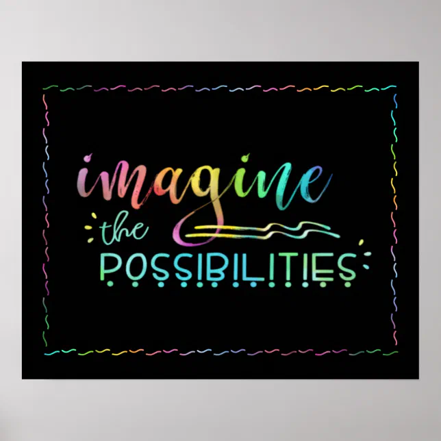 Inspirational IMAGINE THE POSSIBILITIES Typography Poster | Zazzle