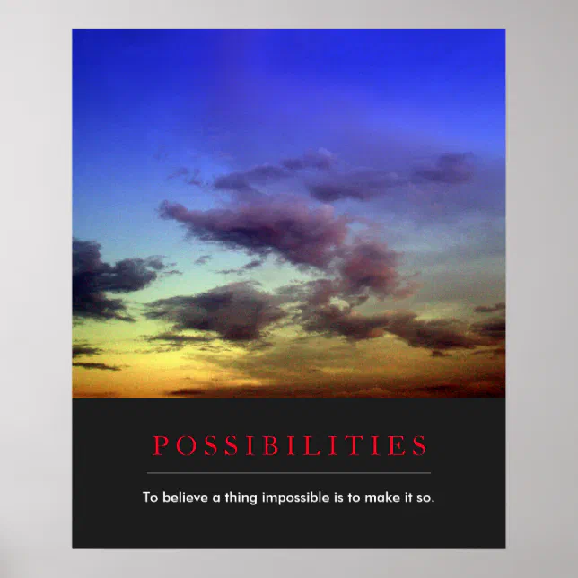 Inspirational Possibilities Quote Clouds Dawn Sky Poster | Zazzle