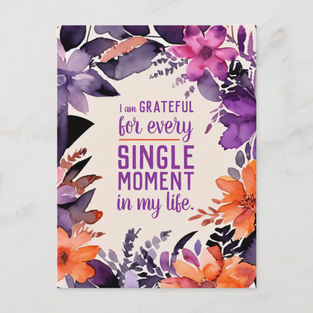 Inspirational Quote Motivation Gratitude Thank You Postcard | Zazzle