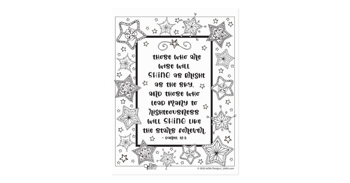 Inspirational Scripture Shine Like Stars Coloring Postcard | Zazzle.co.uk