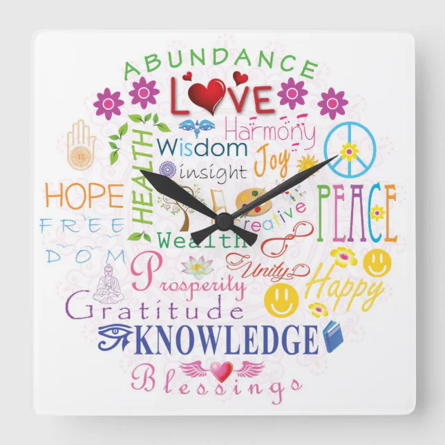 Inspirational Words Square Wall Clock | Zazzle