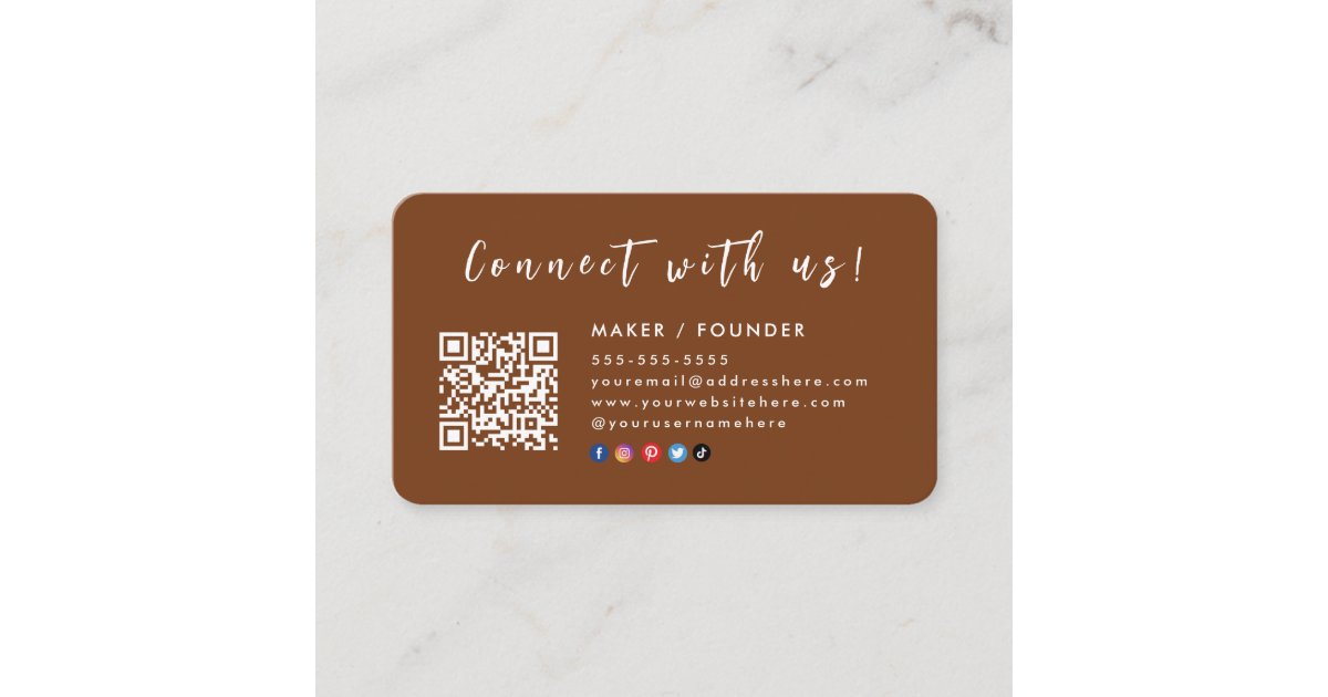 Instagram Facebook Logo Connect with us Russet Business Card | Zazzle