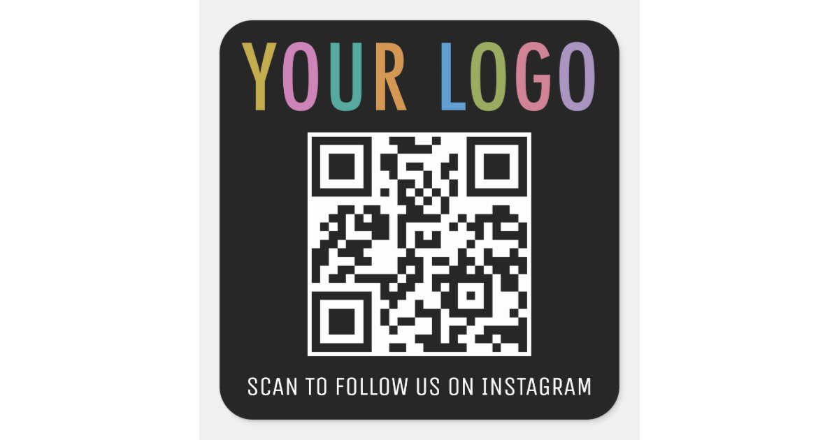 Instagram QR Code Stickers with Logo Black Square | Zazzle