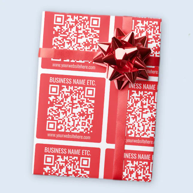 Instantly Create Your Own QR Code | Editable Red Wrapping Paper | Zazzle