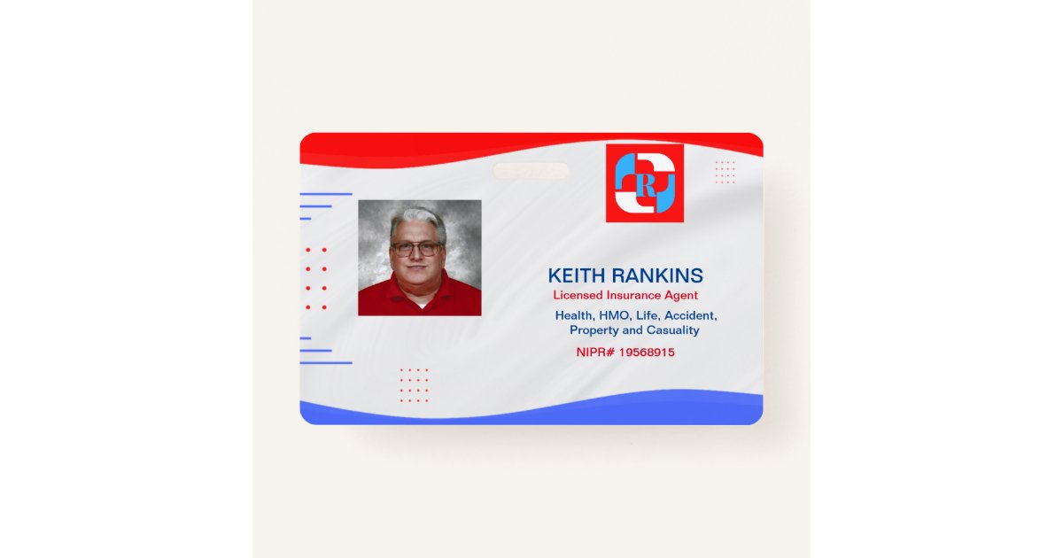 Insurance Agent ID Card ID Badge | Zazzle