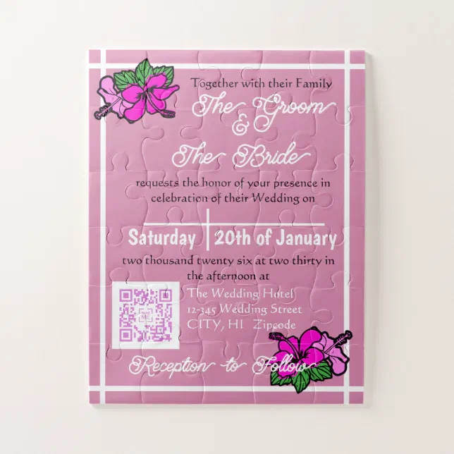 Interactive Wedding Pink Puzzle Invitation | Zazzle