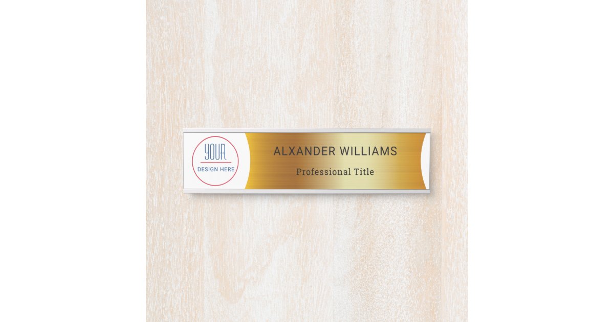Interchangeable Office Door Name Plate with Logo | Zazzle